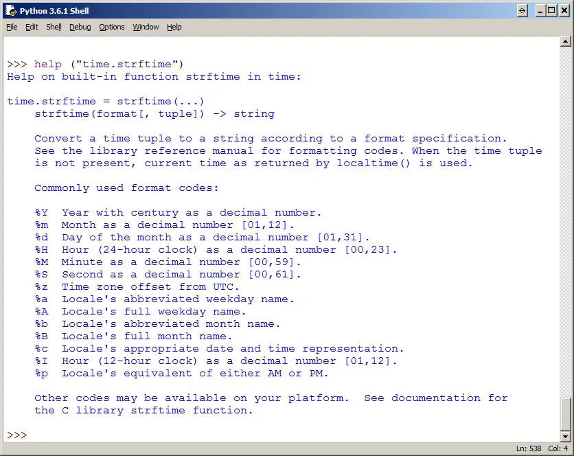 Python Strftime C C Date Time Formatting